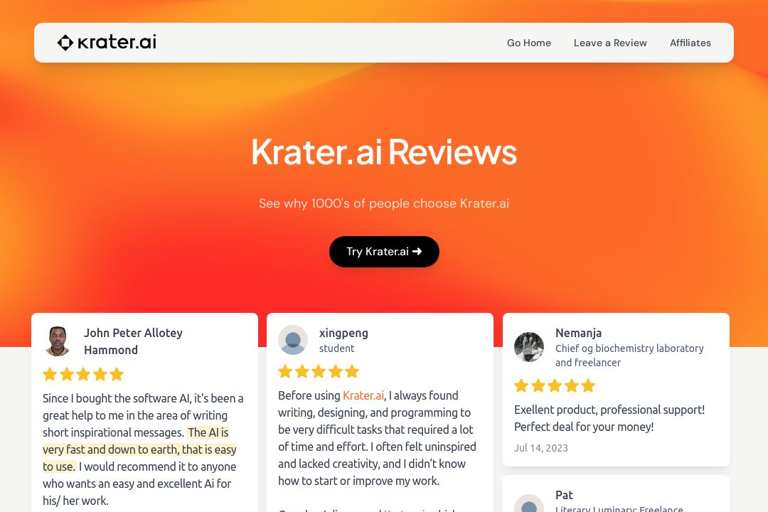 Krater.ai – Reviews