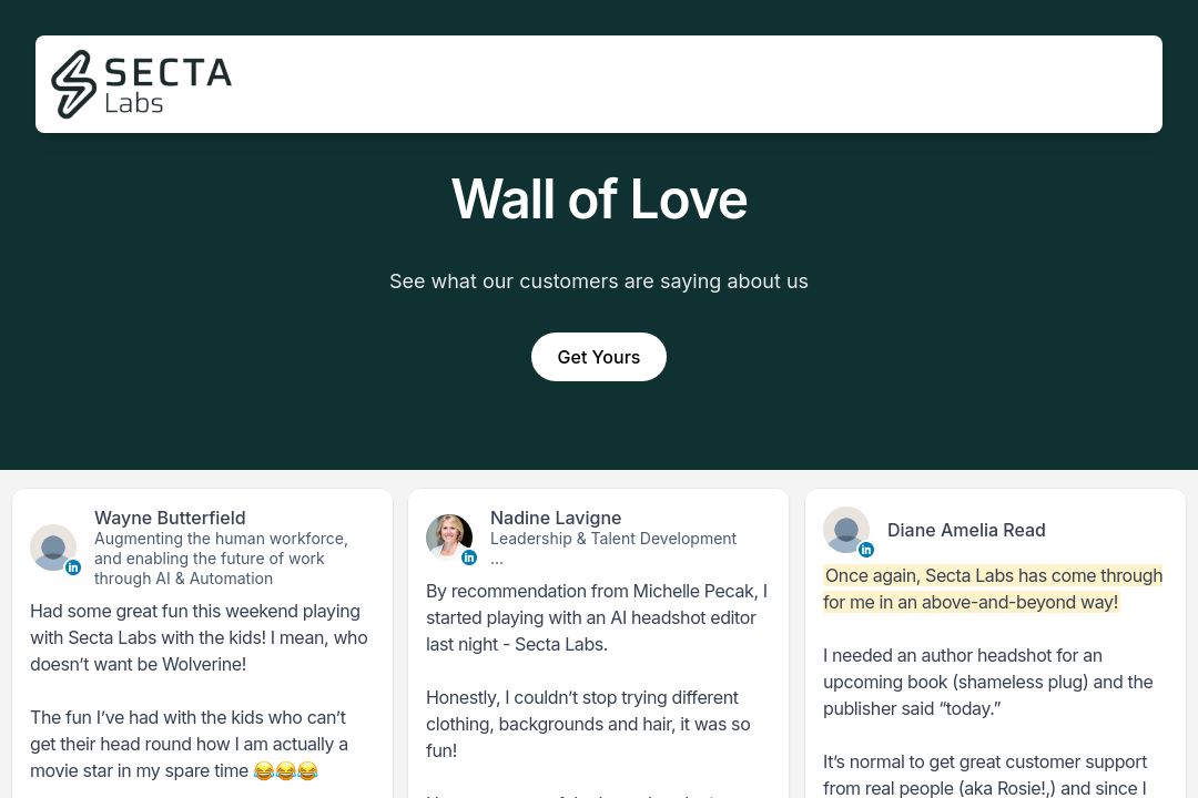 Secta AI - Wall of Love