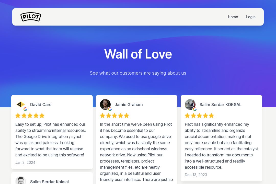 Wall of Love - Pilot.io