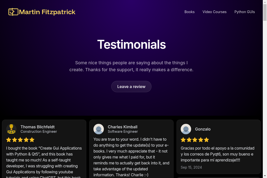 Reviews of Martin Fitzpatrick's Books & Courses