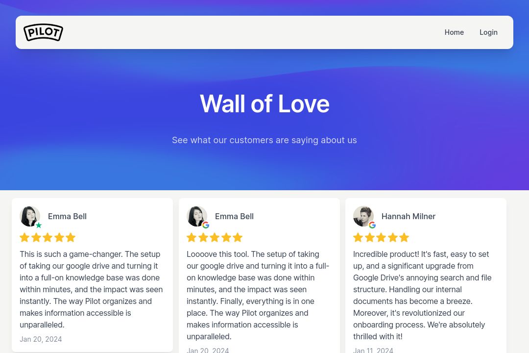 Wall of Love - Pilot.io